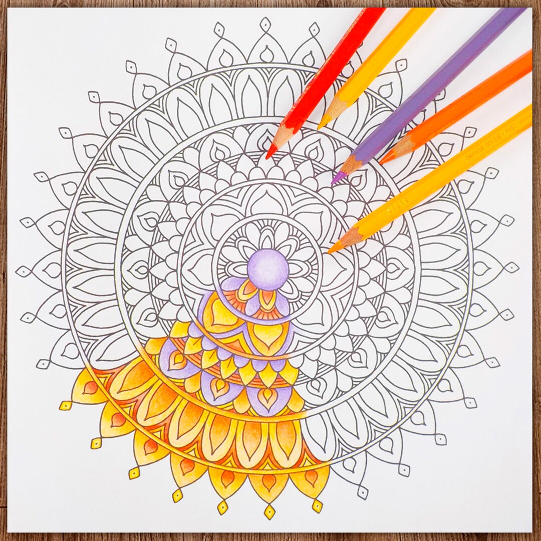Printable Digital Coloring Page for Grownups, MANDALA, Adult Coloring ...