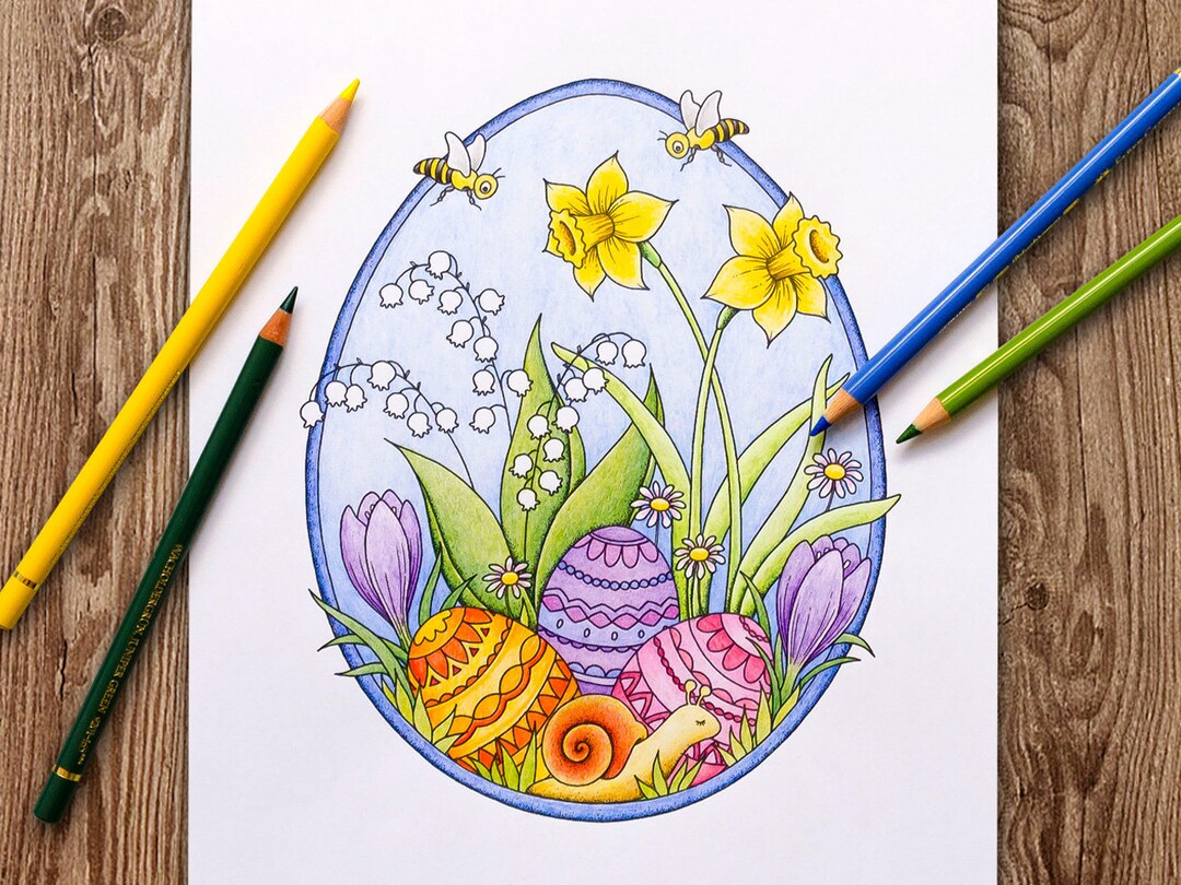 Printable Digital Coloring Page for Grownups HELLO SPRING - Etsy