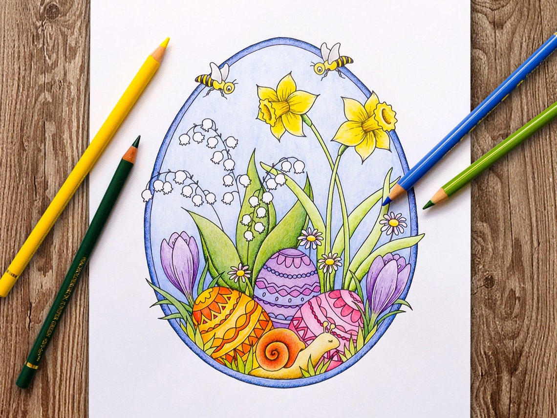 Printable Digital Coloring Page for Grownups HELLO SPRING - Etsy