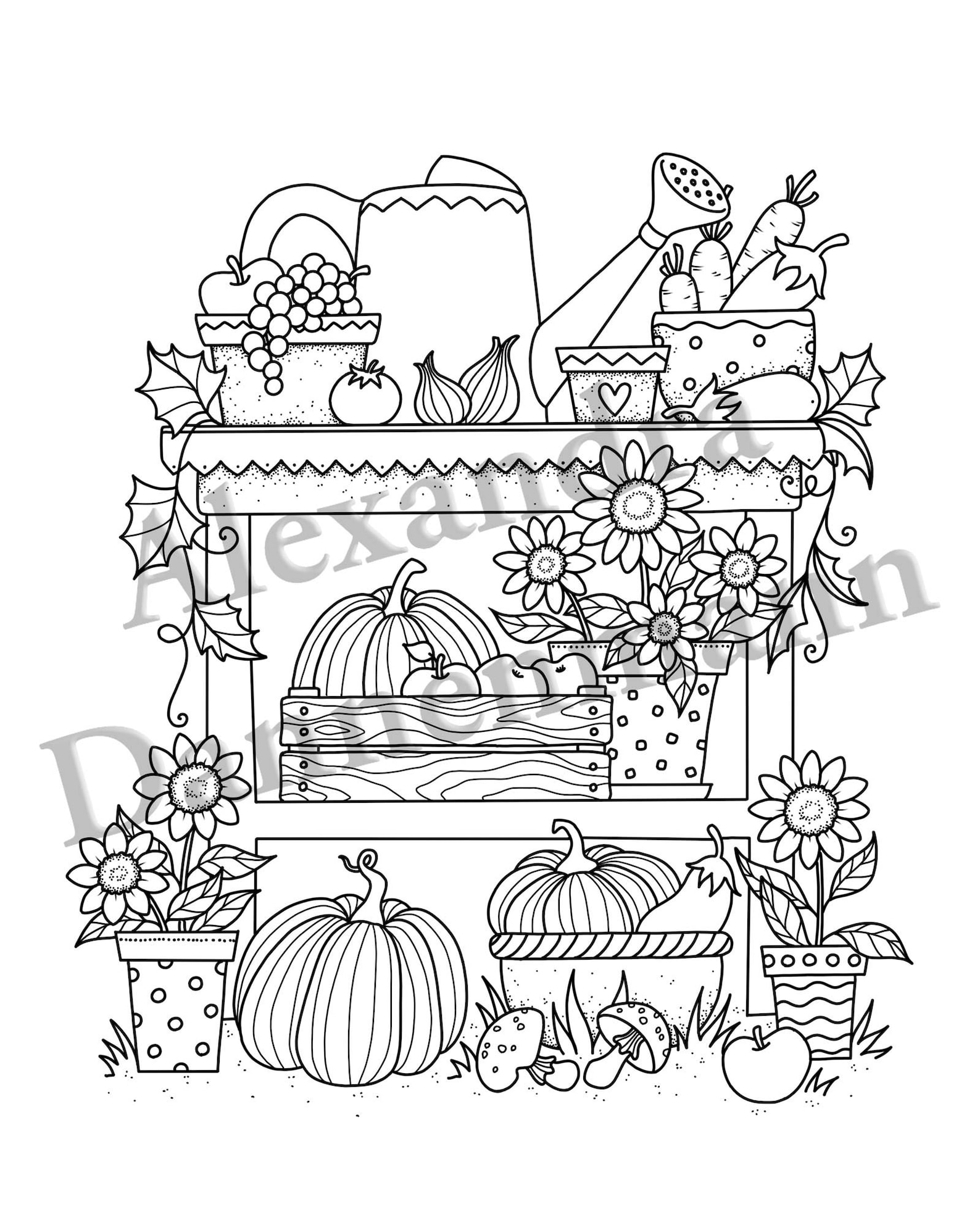 Printable Digital Coloring Book for Grownups HELLO AUTUMN - Etsy