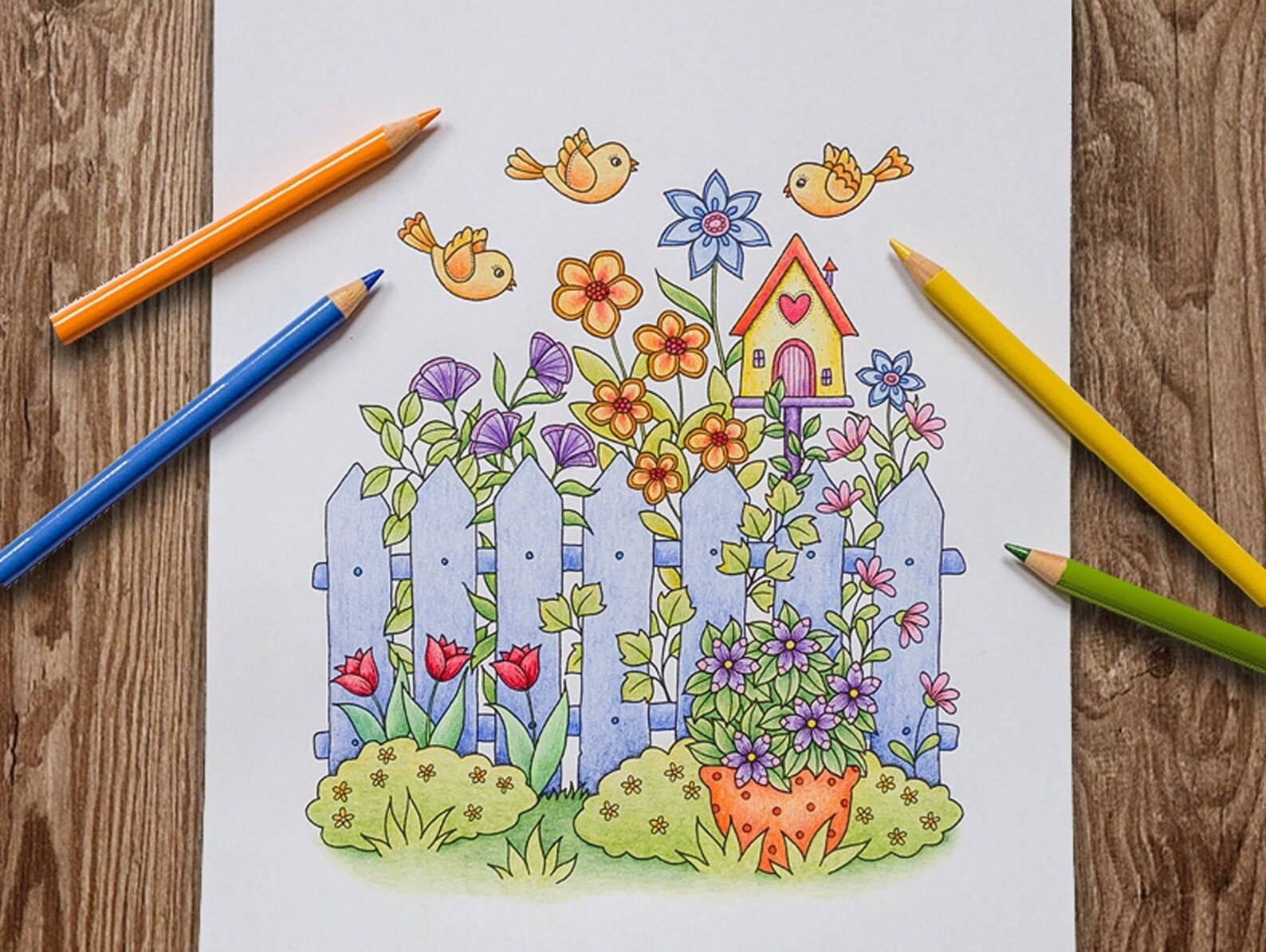 Printable Digital Coloring Page for Grownups HELLO SPRING - Etsy