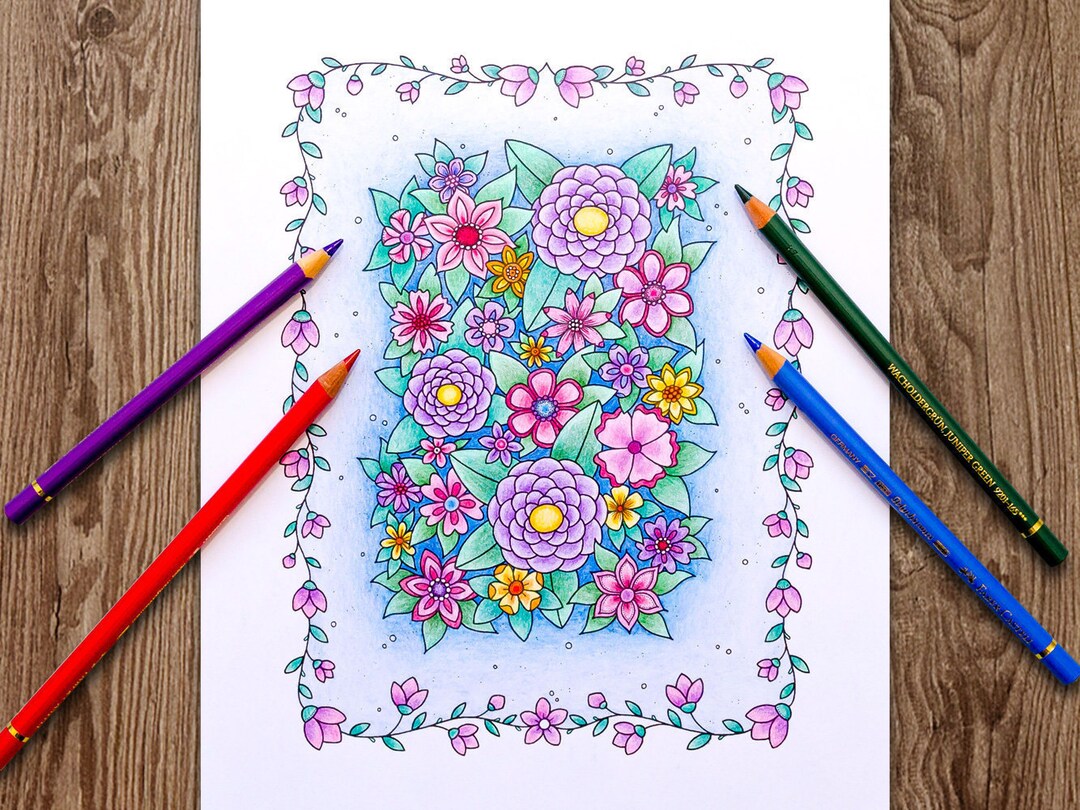Printable Digital Coloring Page for Grownups HELLO SPRING - Etsy