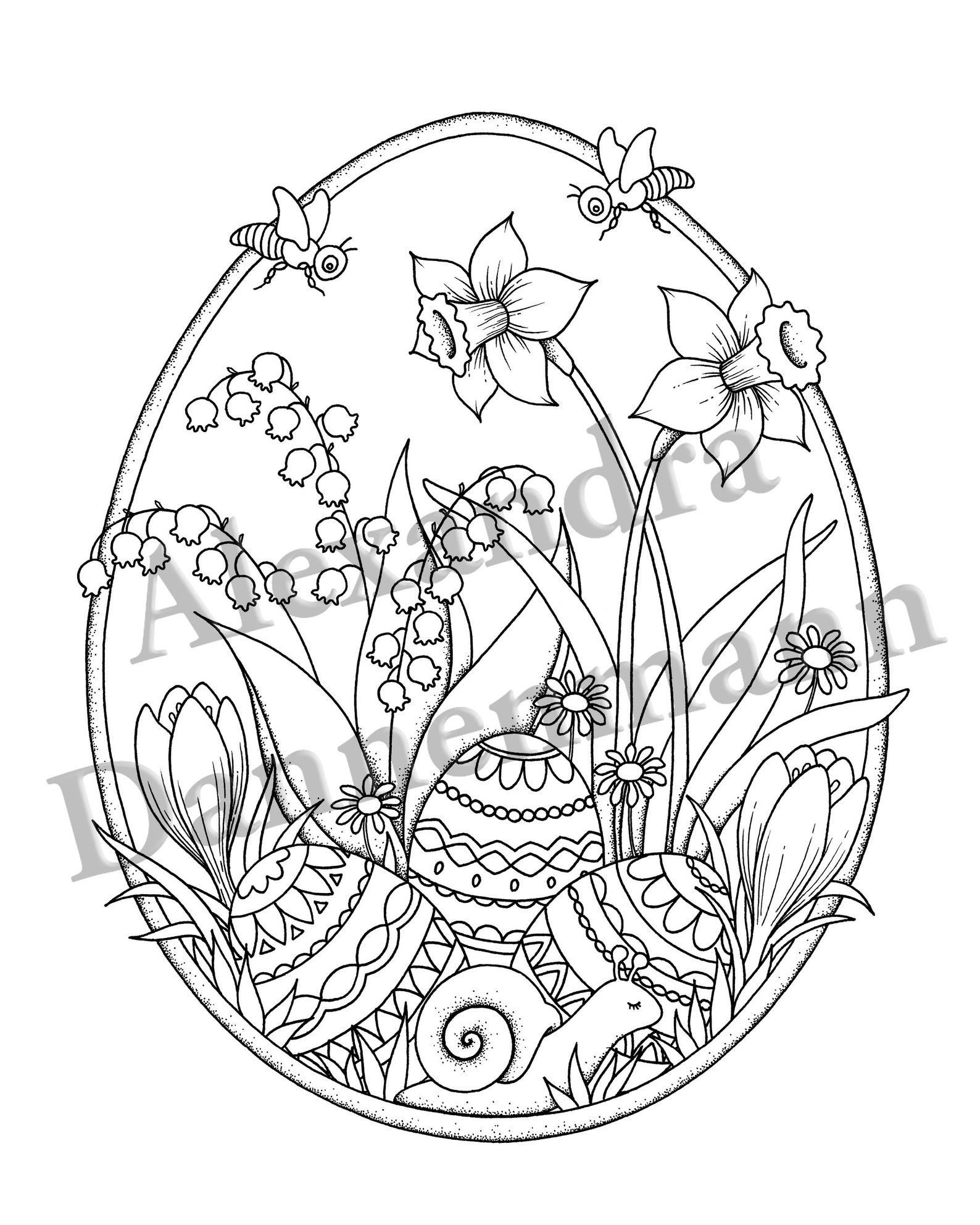 Printable Digital Coloring Page for Grownups HELLO SPRING - Etsy