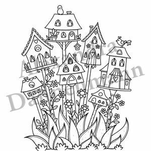 Printable Adult Coloring Book, Magical Tiny Houses - Vol. 2, Digital ...