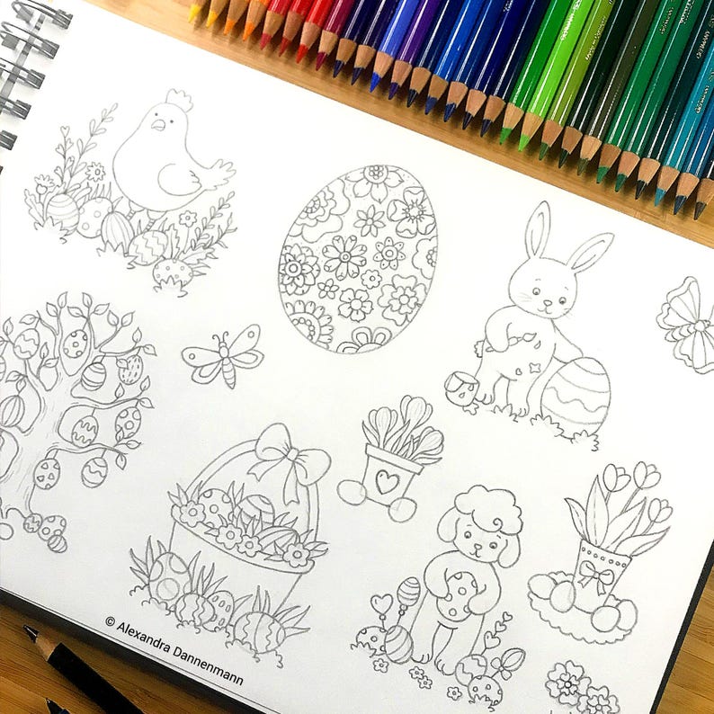 Easter Tinies Coloring Pages – 20 Tiny Hand Drawn Illustrations ...