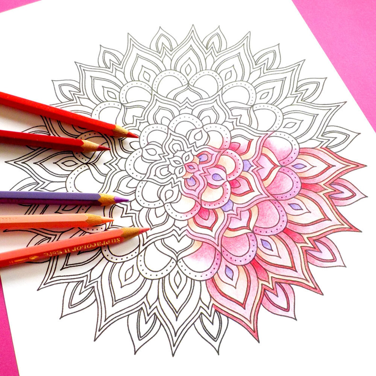 Printable Digital Coloring Page for Grownups MANDALA Adult | Etsy