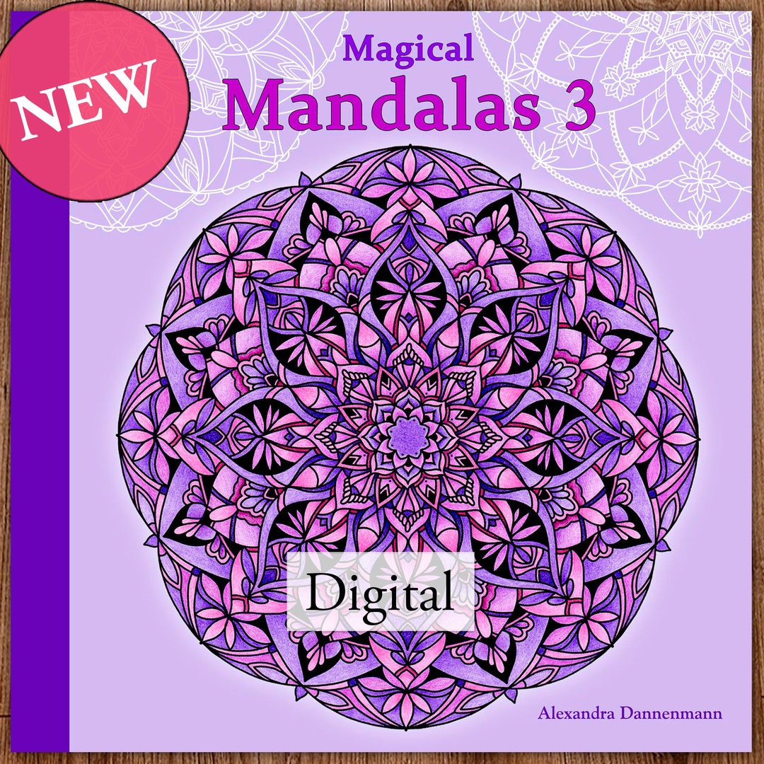Printable Digital Coloring Book for Grownups, Magical Mandalas 3, Adult ...