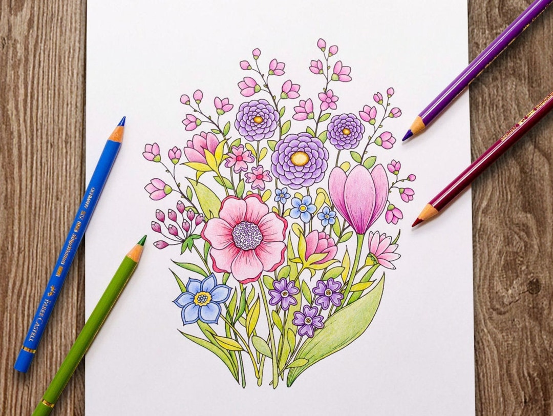Printable Digital Coloring Page for Grownups HELLO SPRING - Etsy
