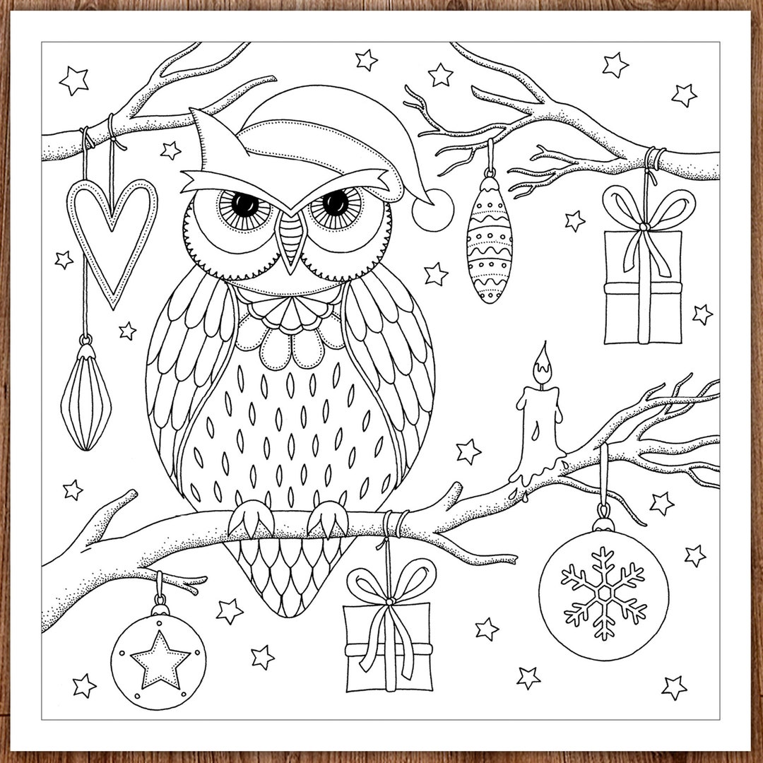 Printable Digital Coloring Page for Grownups, MERRY CHRISTMAS - Volume ...