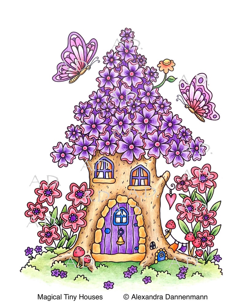 Printable Adult Coloring Book Magical Tiny Houses Digital - Etsy