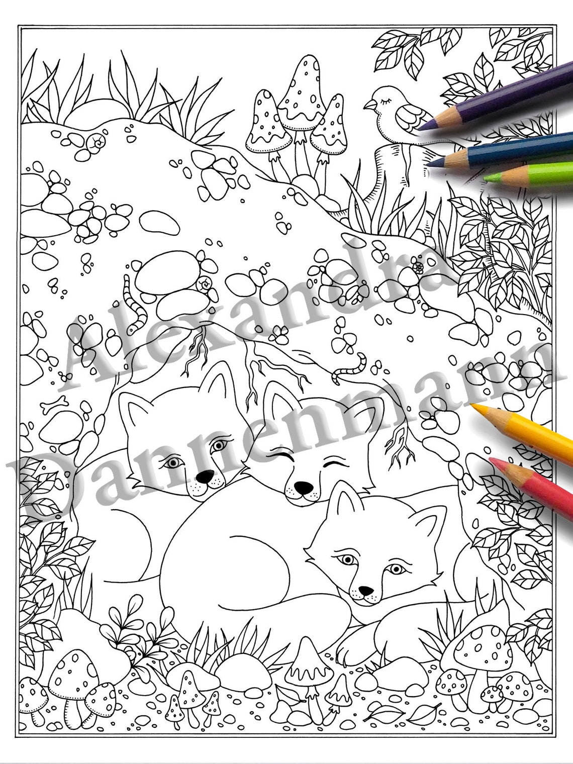 Printable Digital Coloring Book for Grownups WOODLAND | Etsy