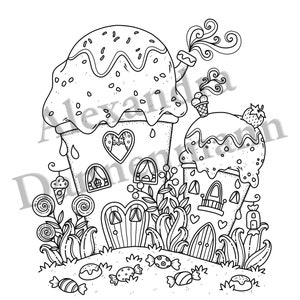 Printable Digital Coloring Page for Grownups, Magical Tiny Houses ...
