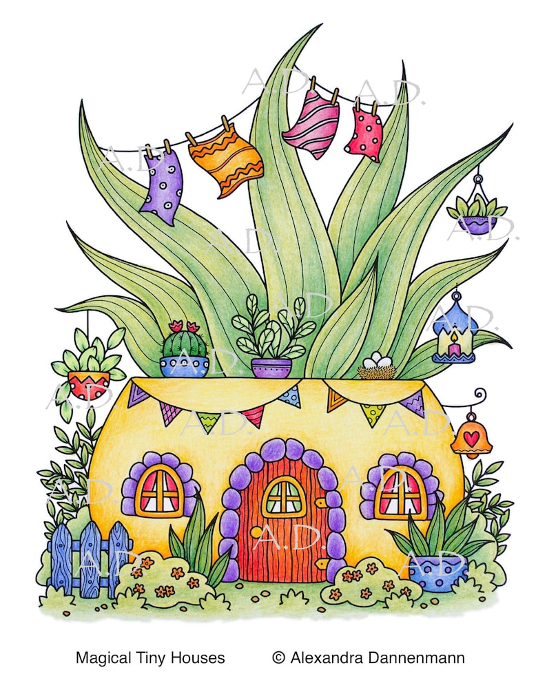 Printable Adult Coloring Book Magical Tiny Houses Digital - Etsy