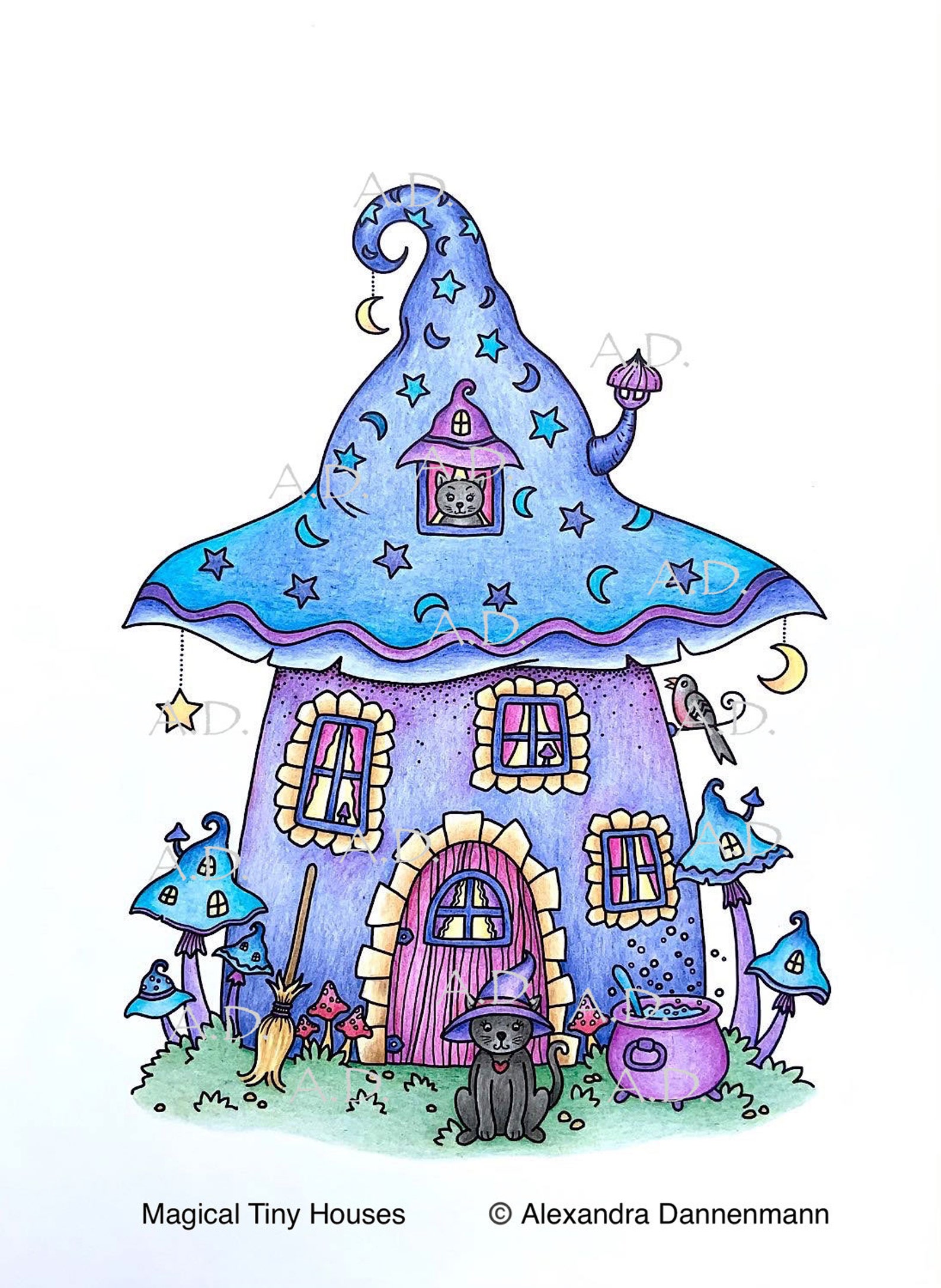 Printable Adult Coloring Book Magical Tiny Houses Digital - Etsy