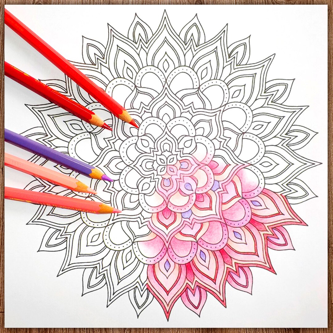 Printable Digital Coloring Page for Grownups, MANDALA, Adult Coloring ...