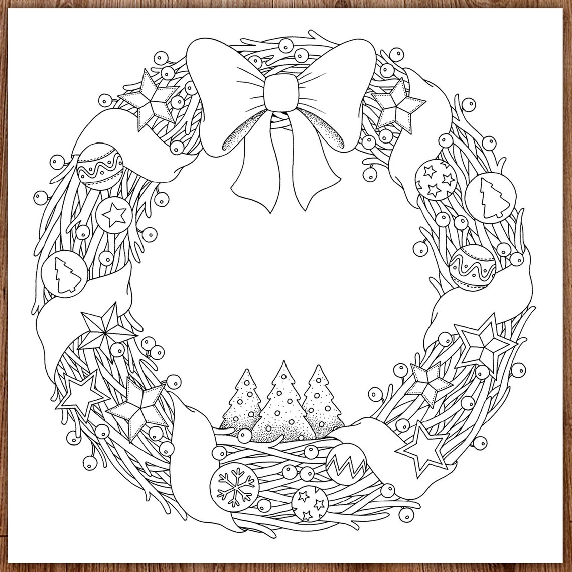 Printable Digital Coloring Page for Grownups, MERRY CHRISTMAS - Volume ...