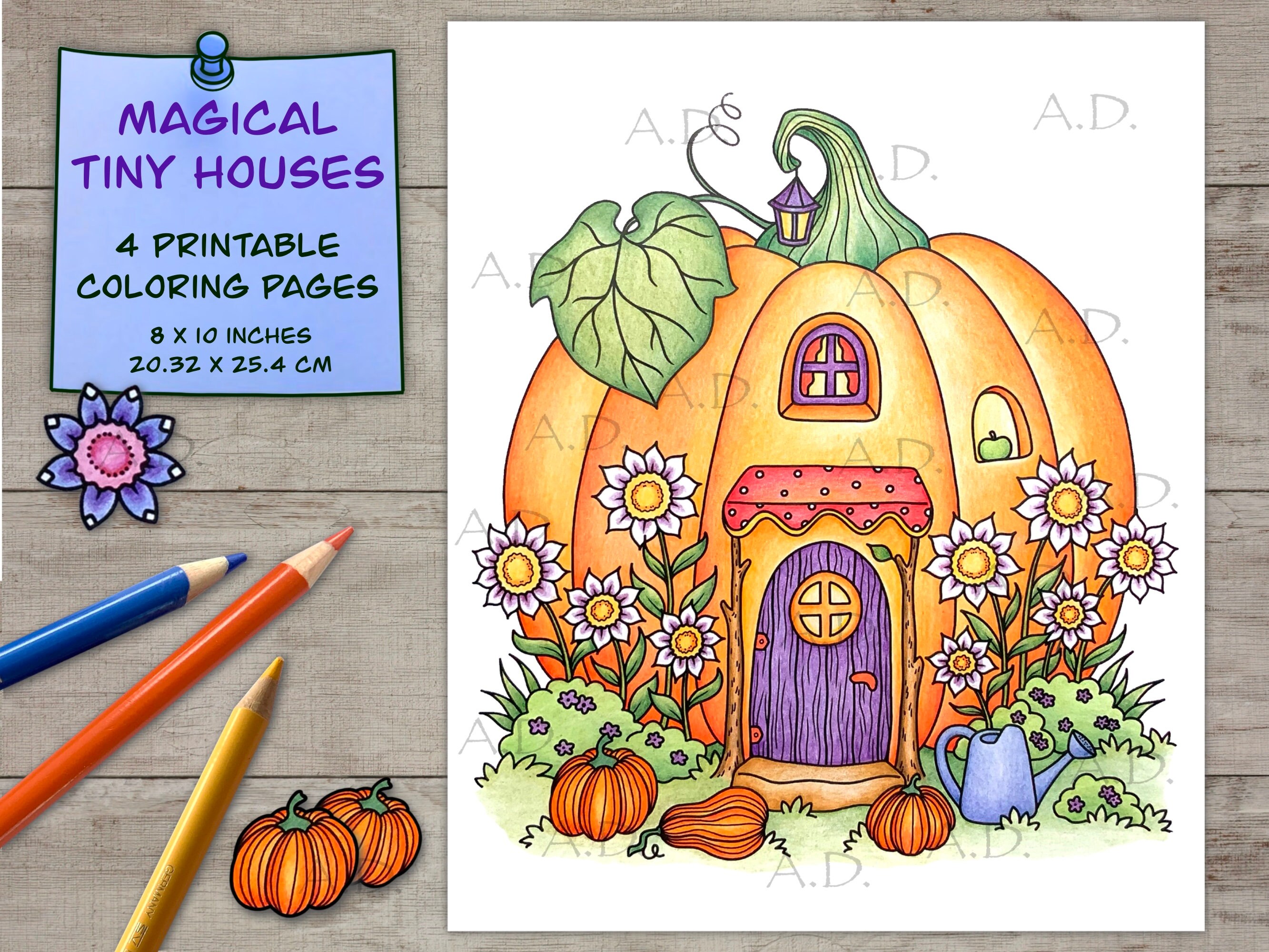 4 Printable Digital Adult Coloring Pages Magical Tiny Houses - Etsy Canada