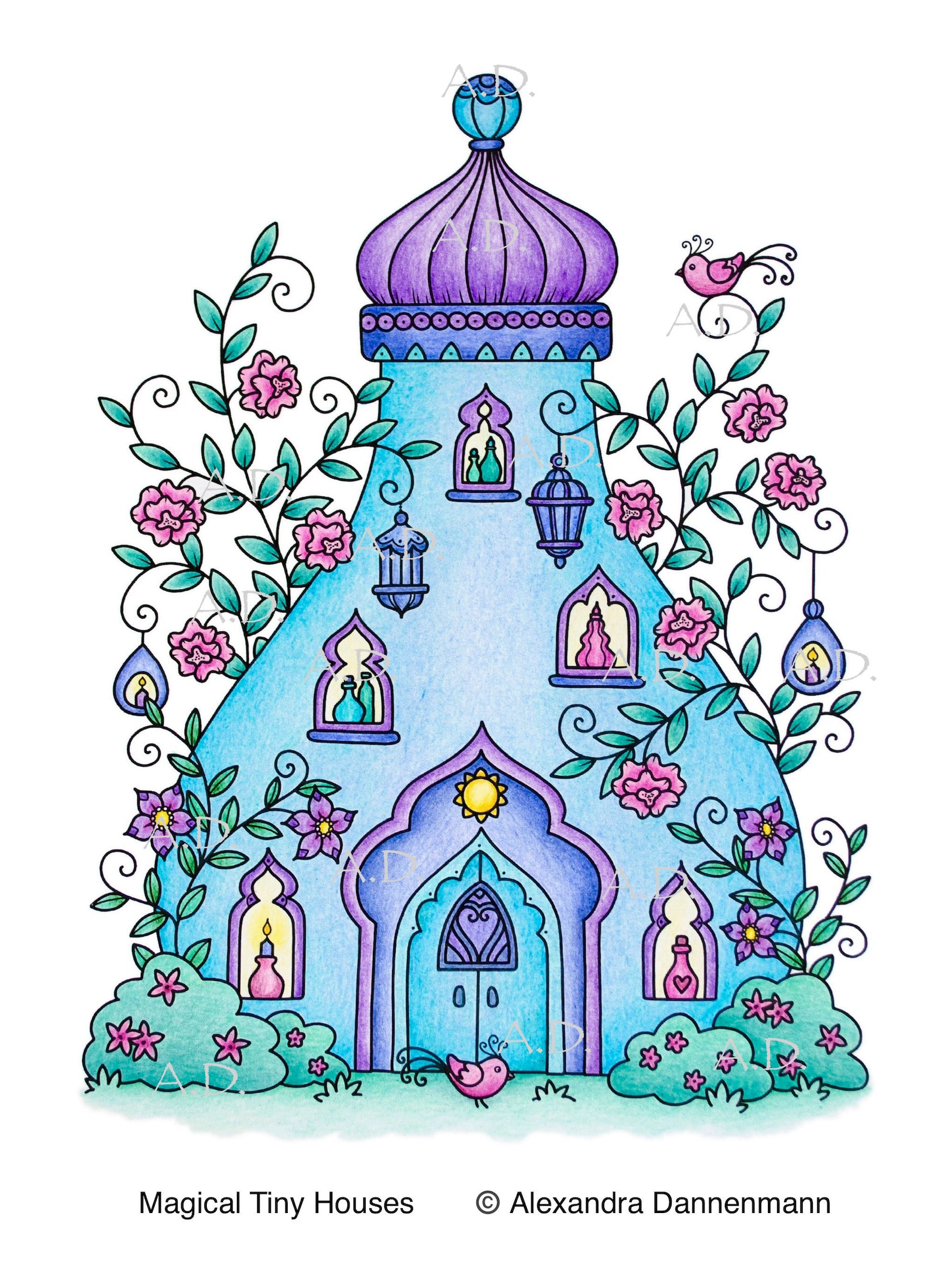 Printable Adult Coloring Book Magical Tiny Houses Digital - Etsy