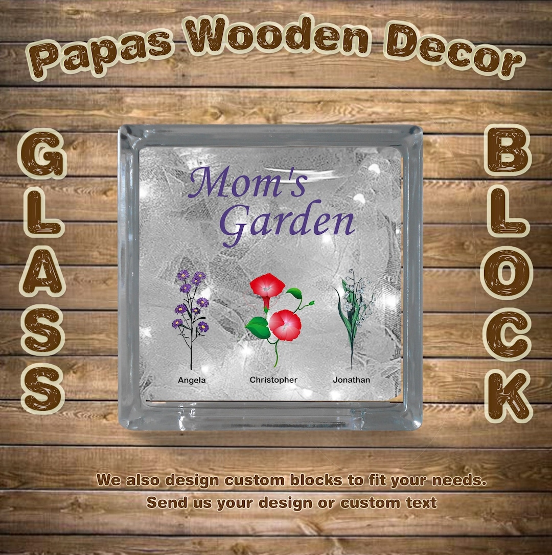 Personalized Mom's Garden Glass Block: Custom Birth Month Flowers - Etsy