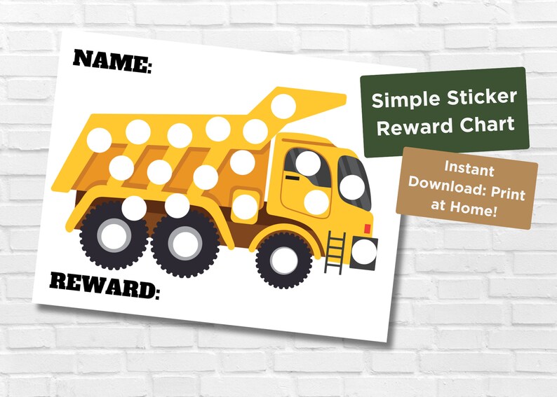Simple Dump Truck Reward Chart for Kids--instant Download - Etsy