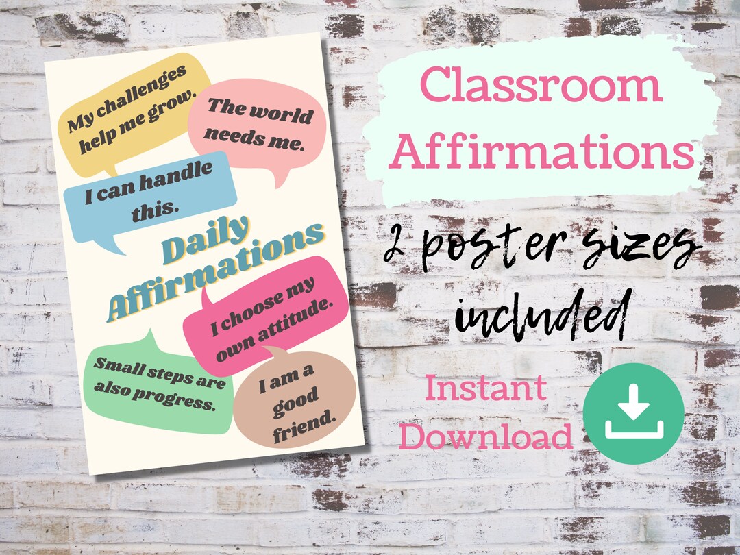 Classroom Daily Affirmations Poster 18X24 and 24X36 - Etsy