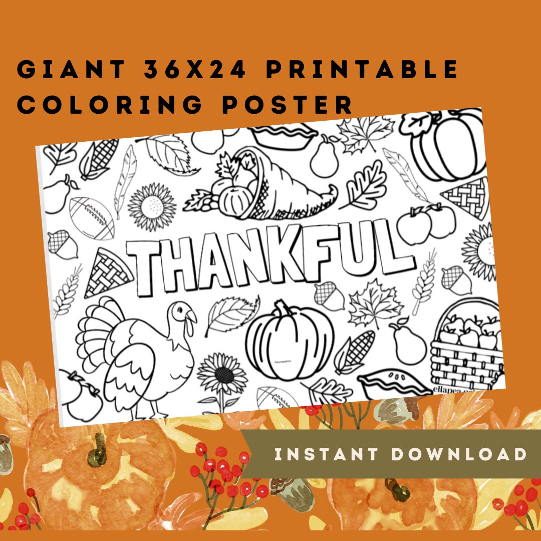 Printable Thanksgiving/harvest/fall Coloring Poster - Etsy