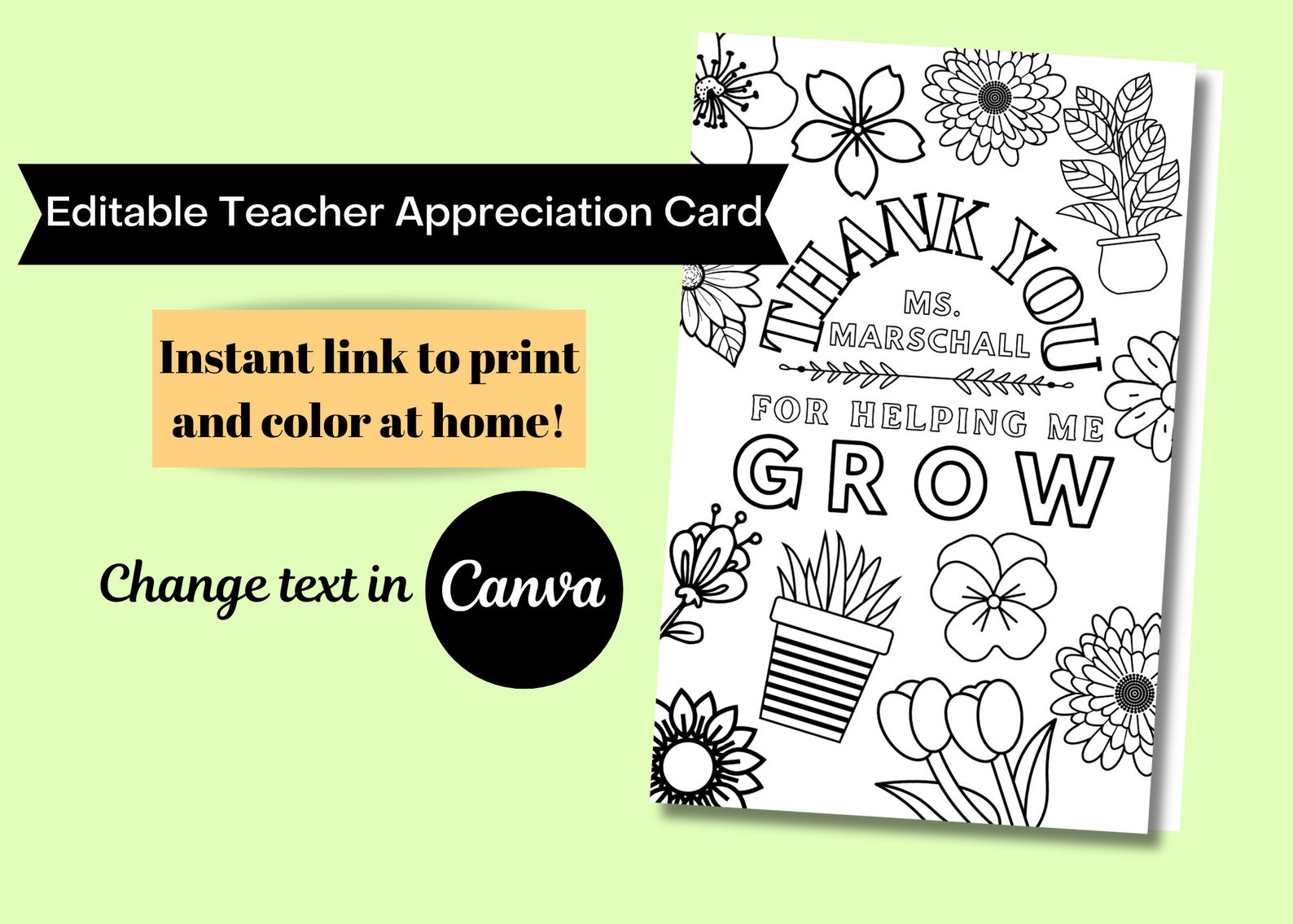 Thank You for Helping Me Grow Printable Editable Teacher Appreciation ...