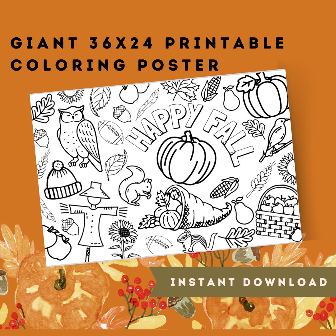 Printable Harvest/fall Coloring Poster 24x36 - Etsy