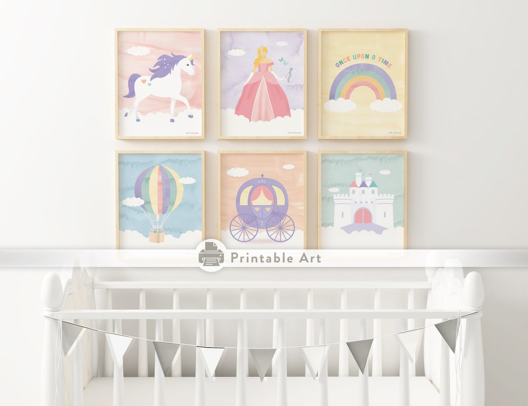 PRINTABLE Princess Rainbow Unicorn Themed Nursery/kids Room Prints, 8 ...