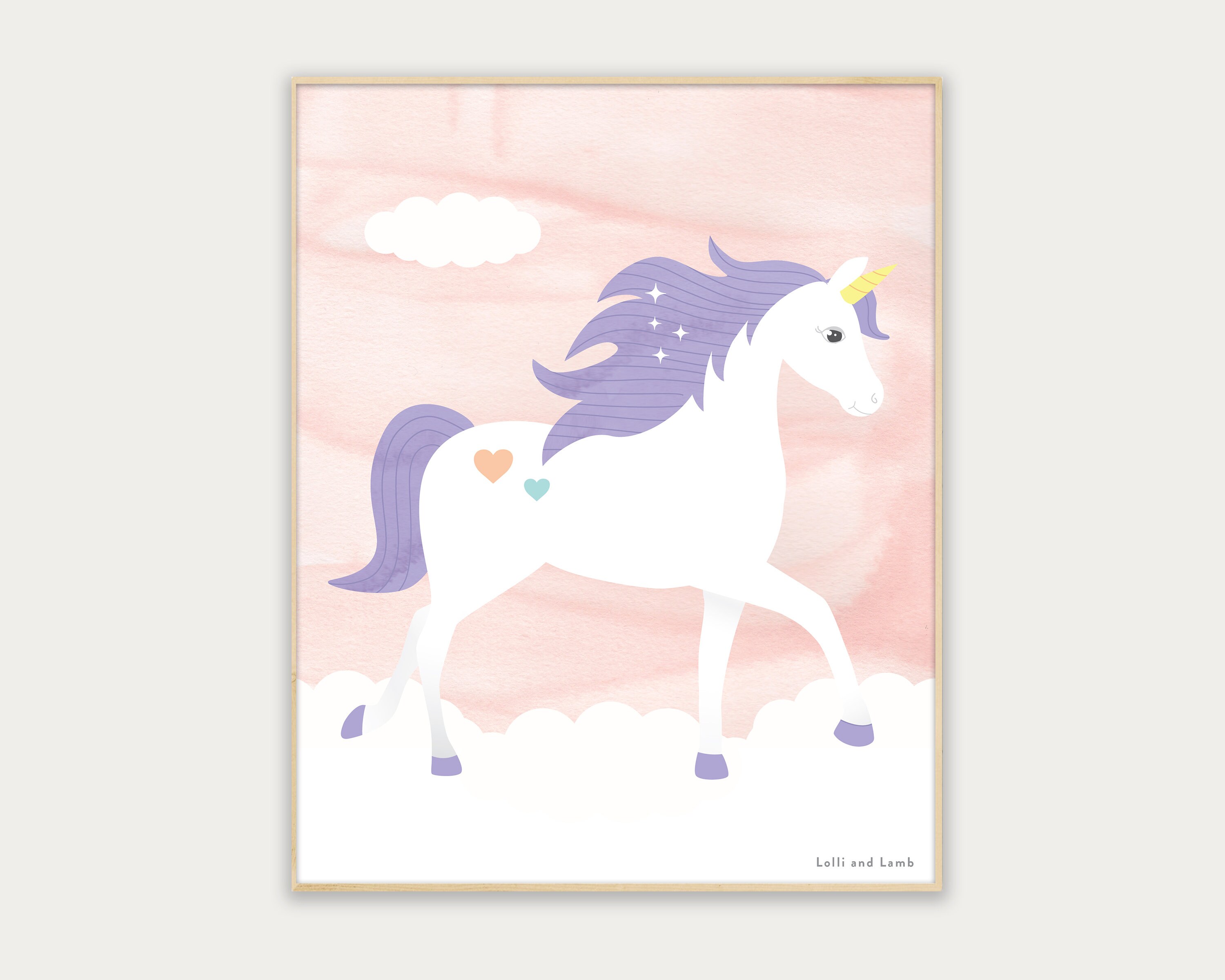 PRINTABLE Princess Rainbow Unicorn Themed Nursery/kids Room Prints, 8 ...
