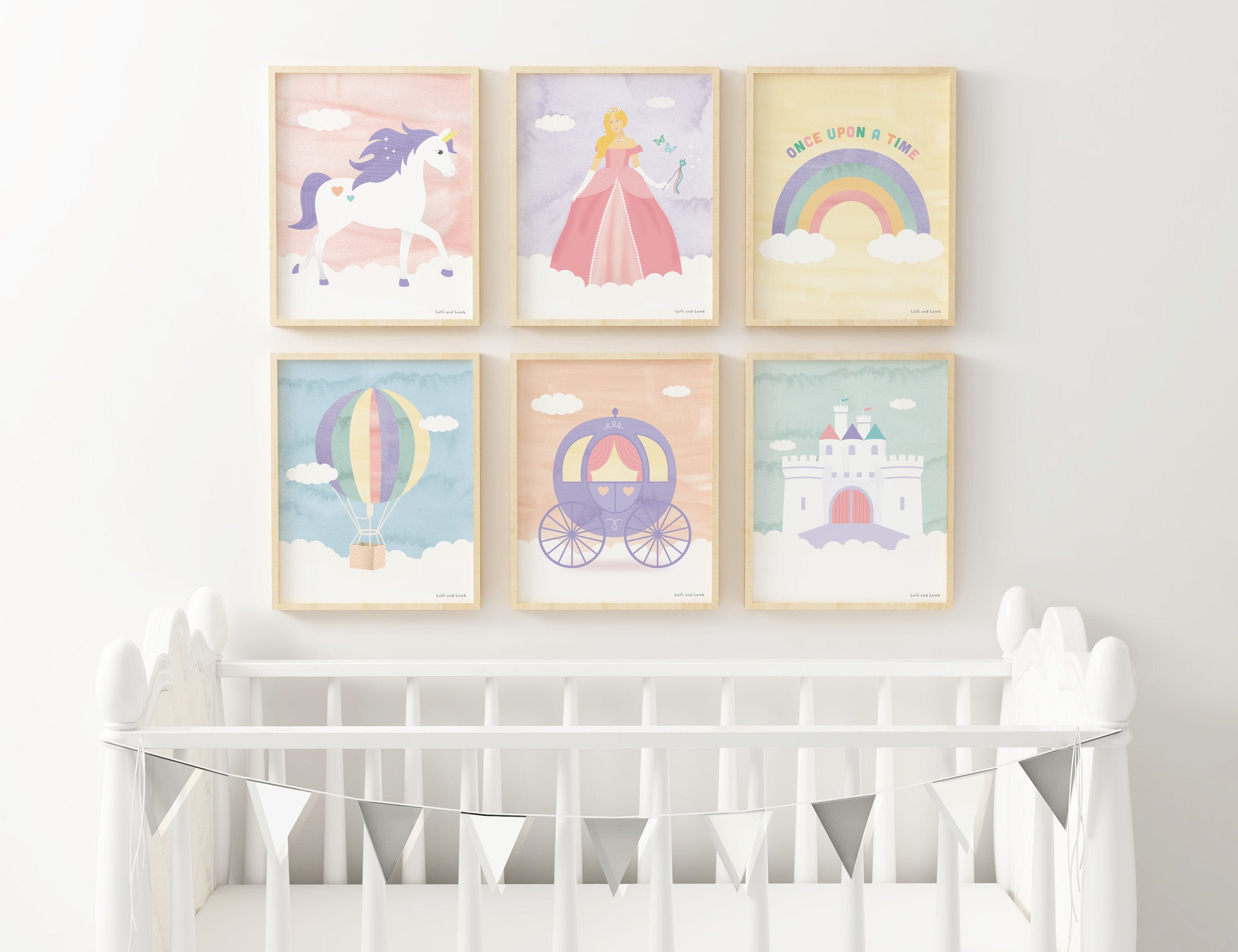 PRINTABLE Princess Rainbow Unicorn Themed Nursery/kids Room Prints, 8 ...