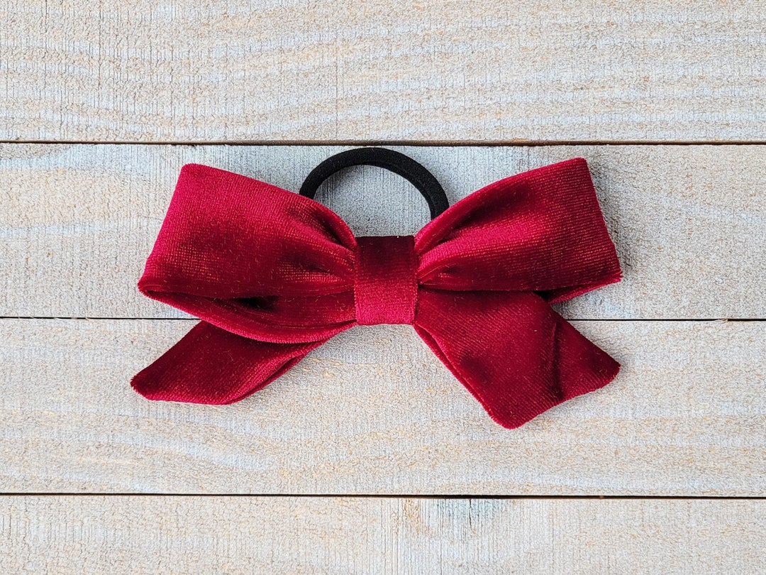 Red Velvet Sailorbow Hair Tie, Velvet Sailorbow Hair Ties, Dark Red ...