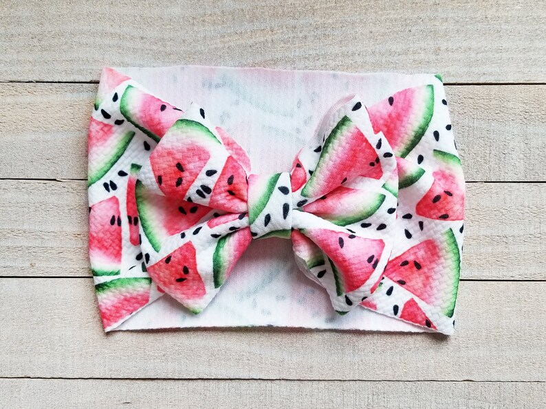 Watermelon Print Stretch Baby Bow, Bullet Fabric Baby Bow, Watermelon ...