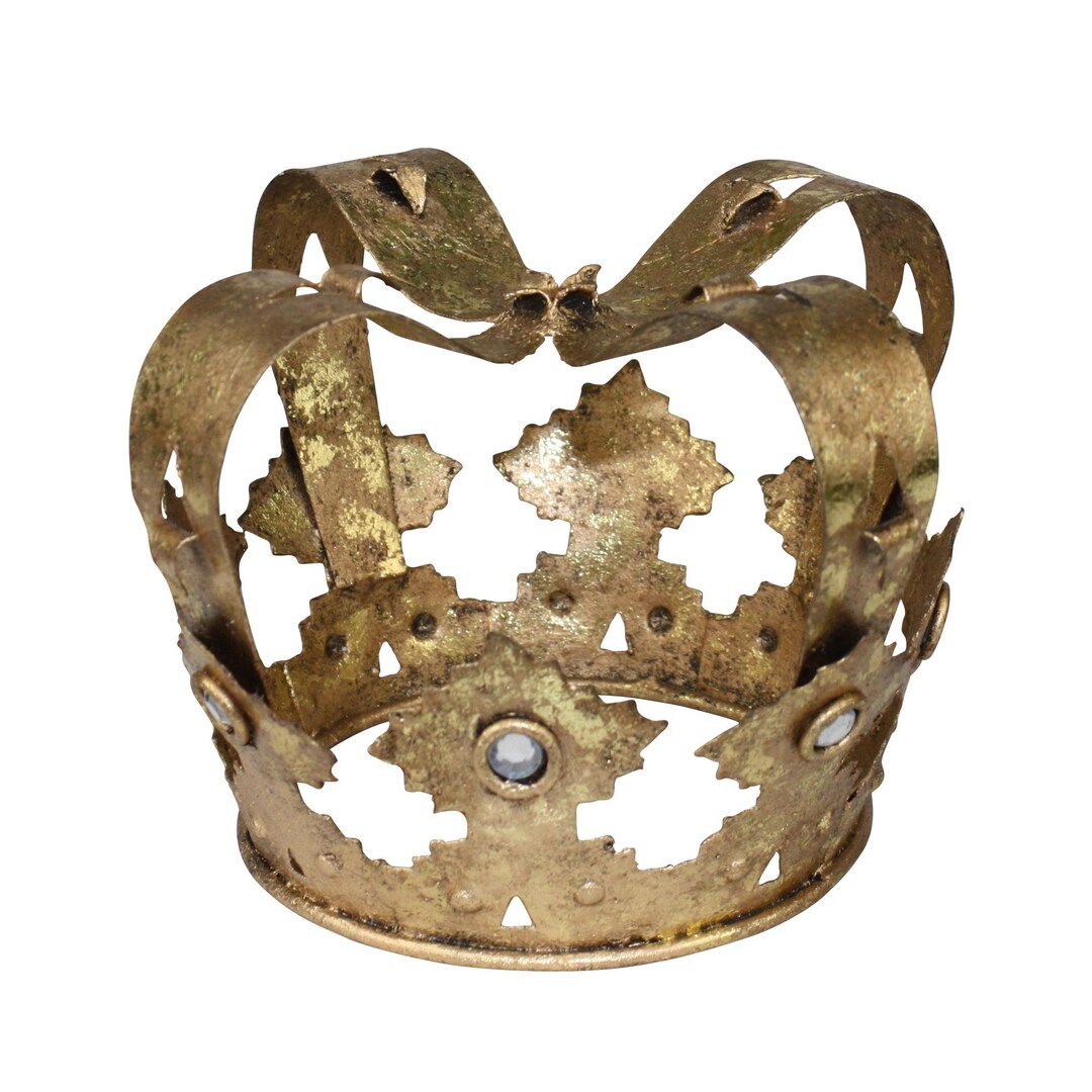 Old World Iron Crown in Antique Gold Finish With Clear "crystal ...