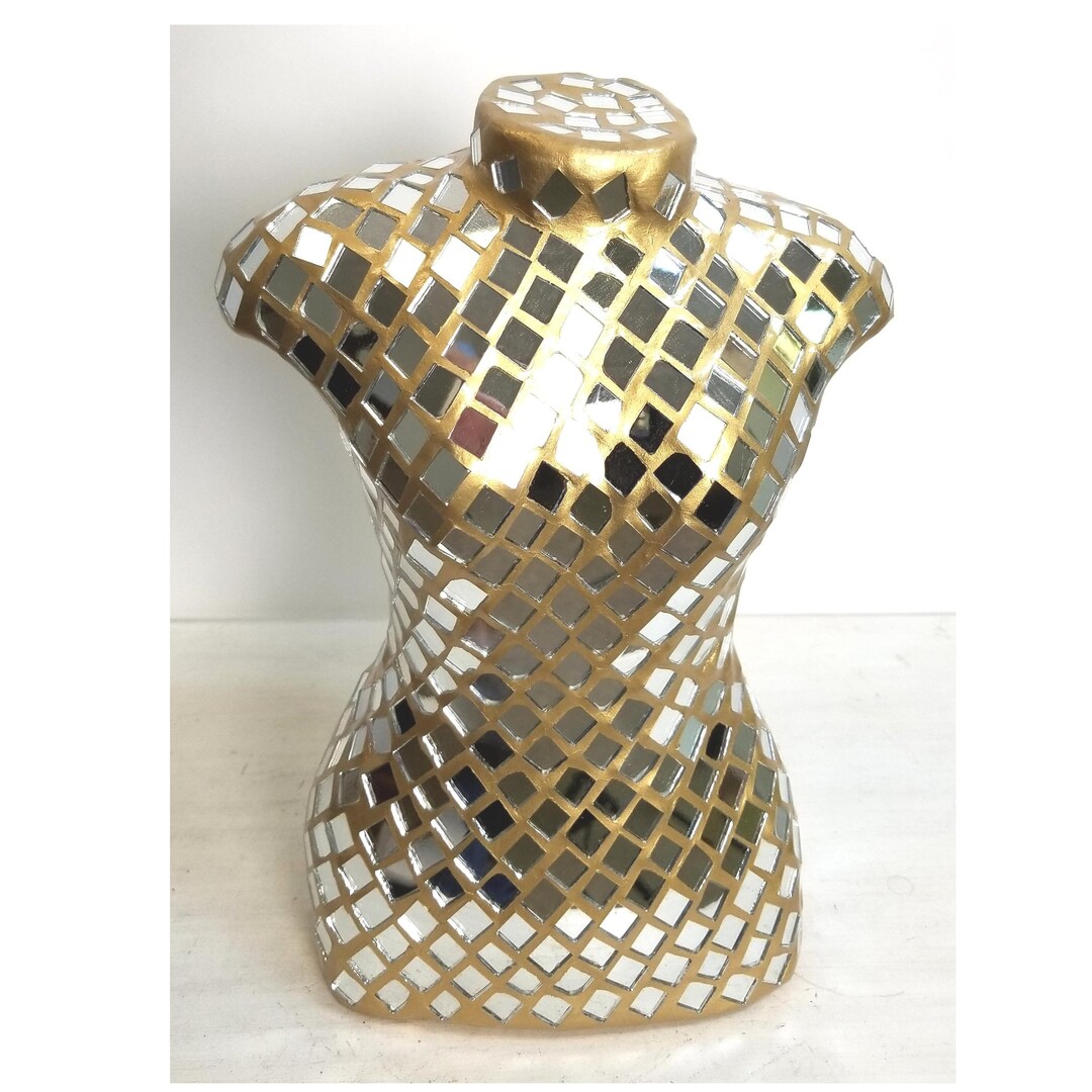 Table Top Dress Form Hand Made Mirror Mosaic With Gold Grout - Etsy