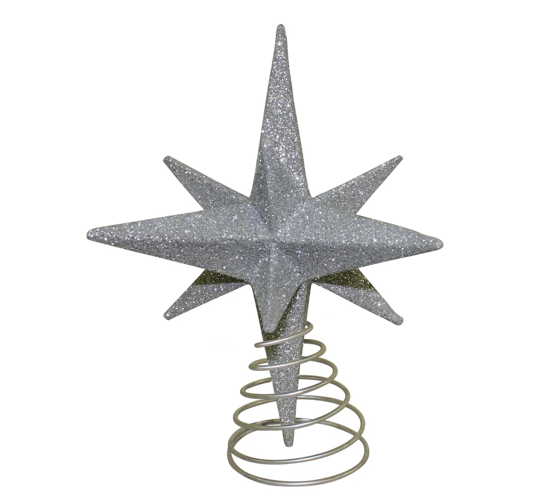 Silver Glitter Tree Topper Stylized Moravian Star - Etsy