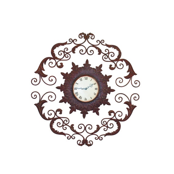 Unique 3 Piece Wall Clock in a Rustic Brown Finish | Etsy