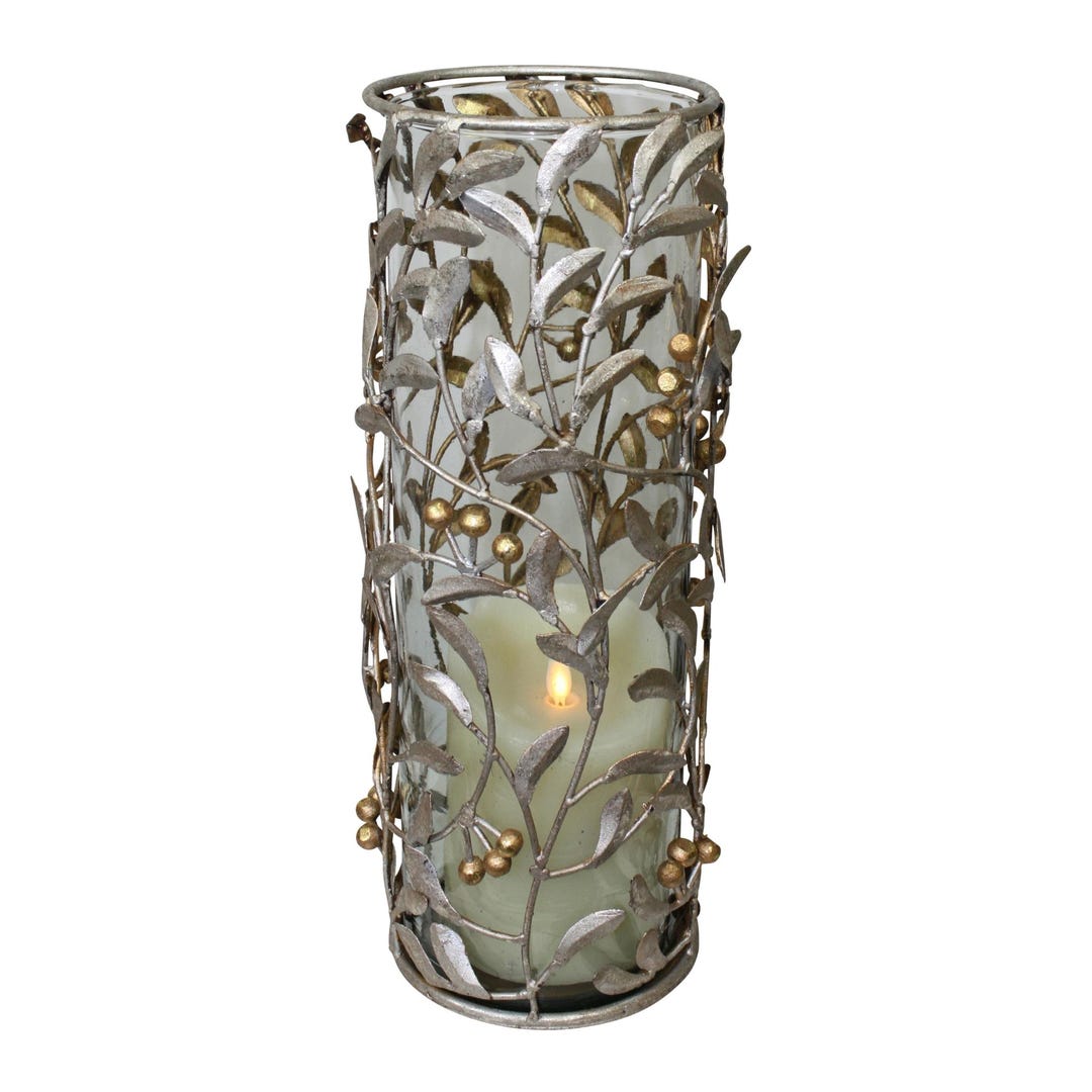 Silver & Gold Leaf Berry Hurricane - Etsy