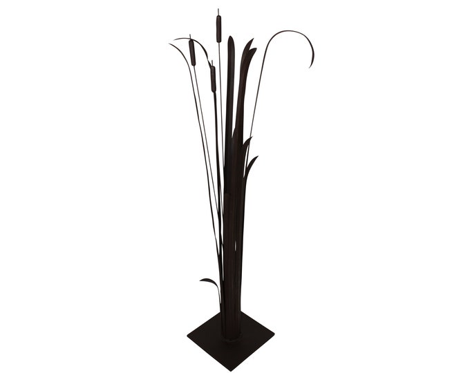 Large Rustic Cattail Bulrush Sculpture: Metal Bulrush | Handcrafted ...