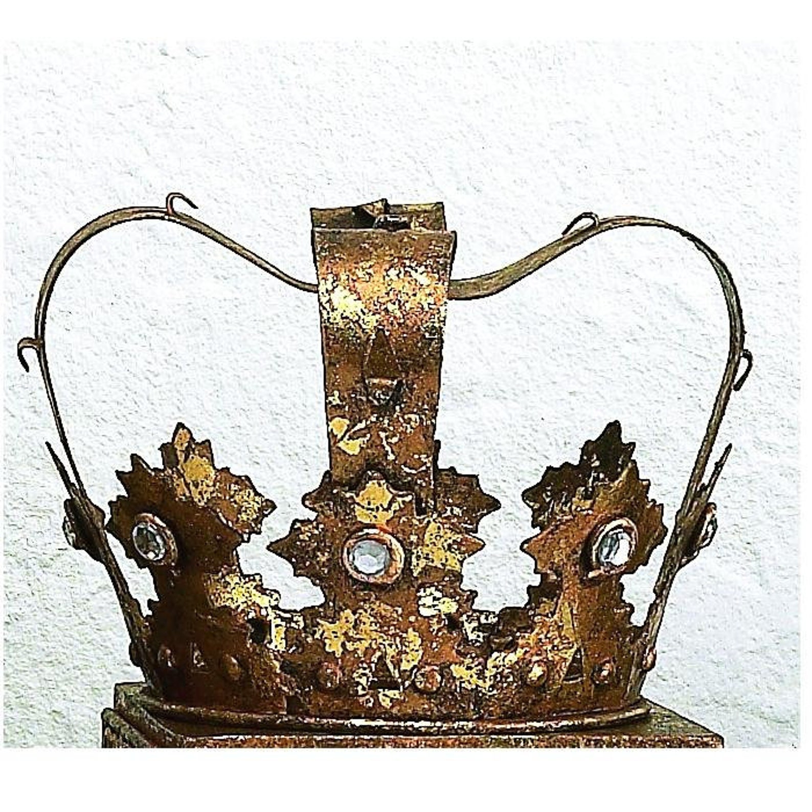 Old World Iron Crown in Antique Gold Finish With Clear crystal Accents ...