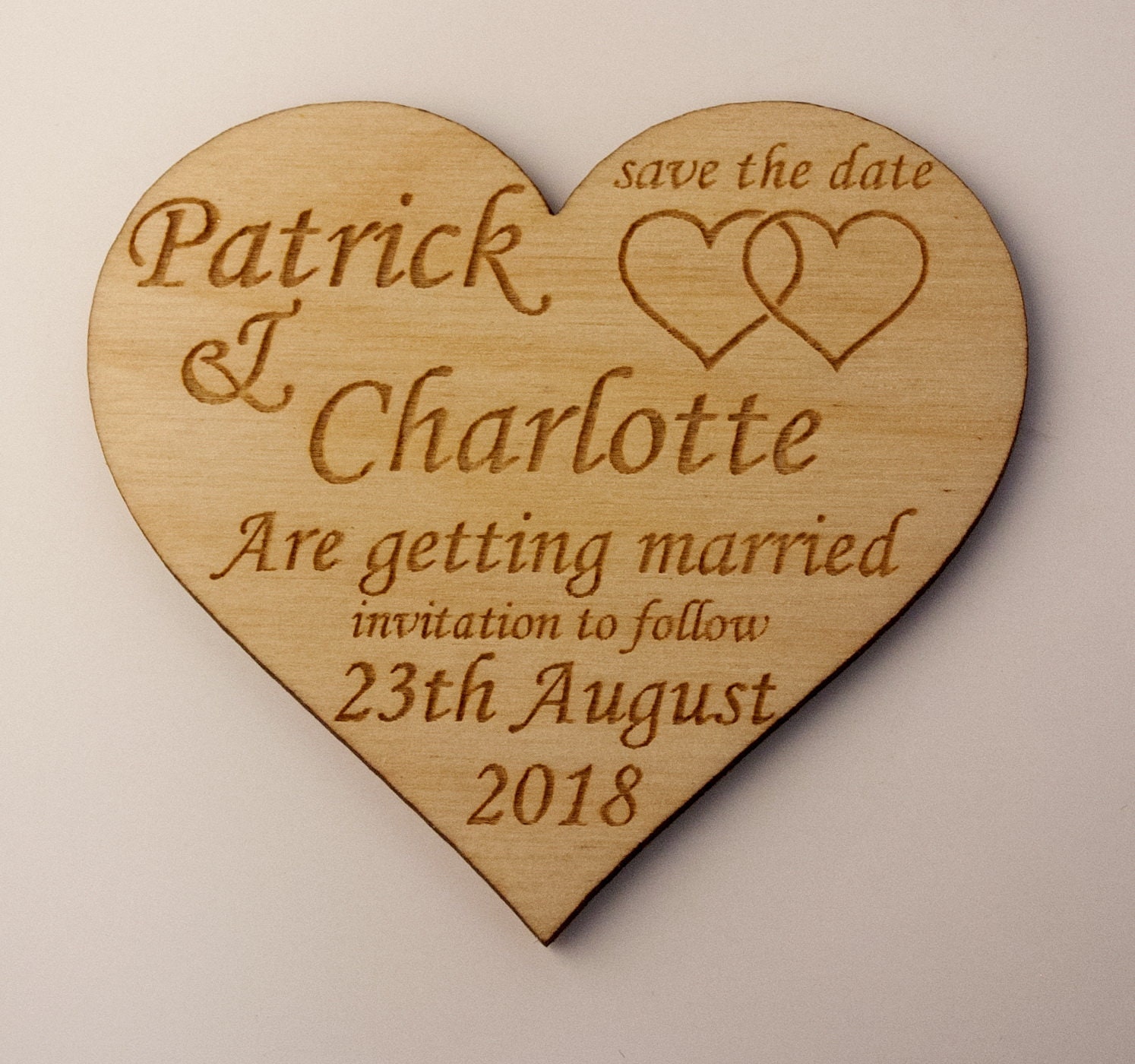 Engraved Wooden Heart Shaped Invitations. Different Sets. - Etsy