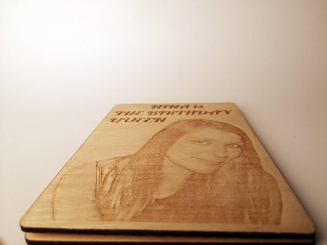Hinged Wooden Birthday Card With Laser Engraved Image and Personal Text ...