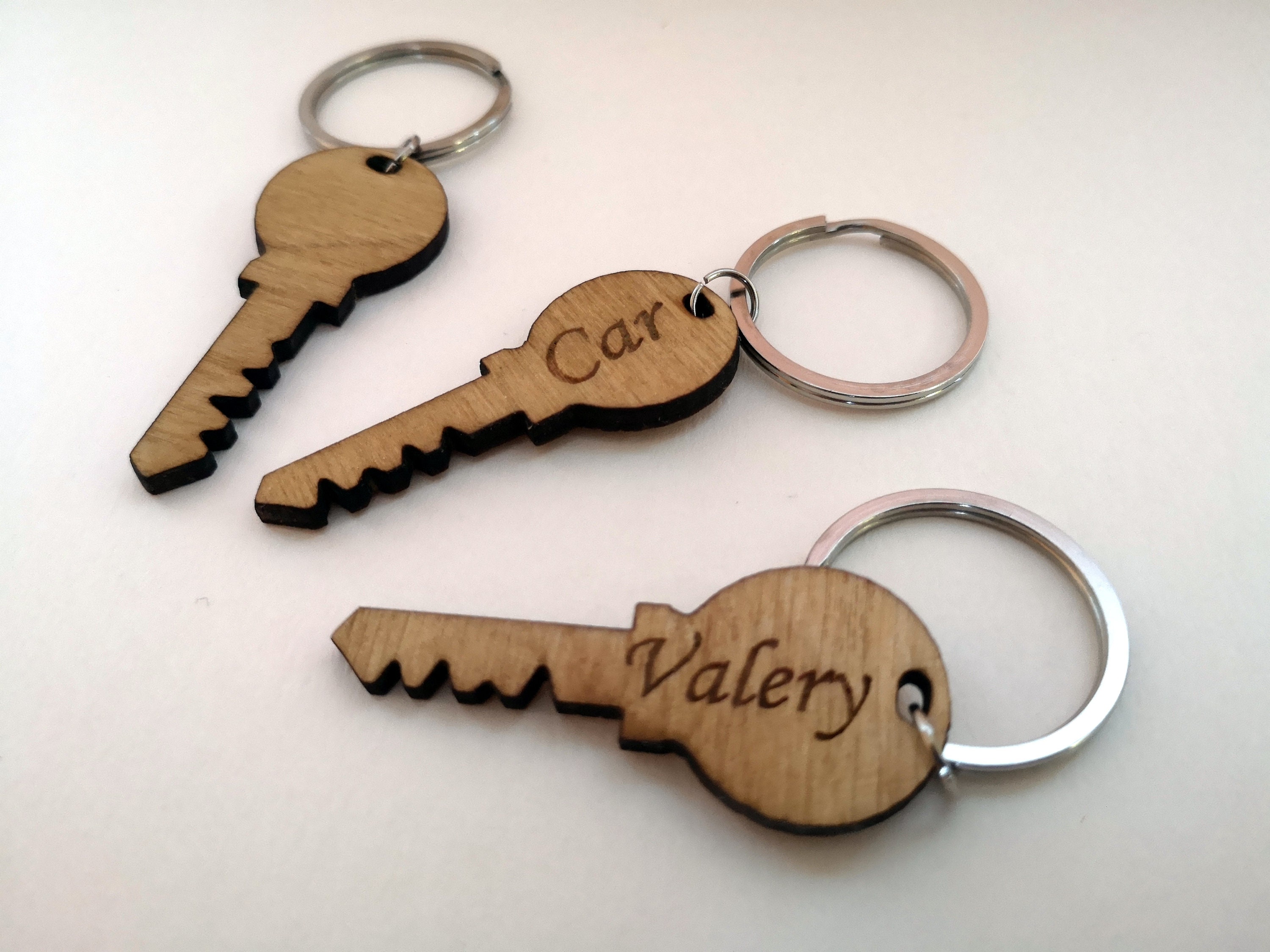 Wooden Key Holder for Wall With Engraved Keychains in Shape of - Etsy