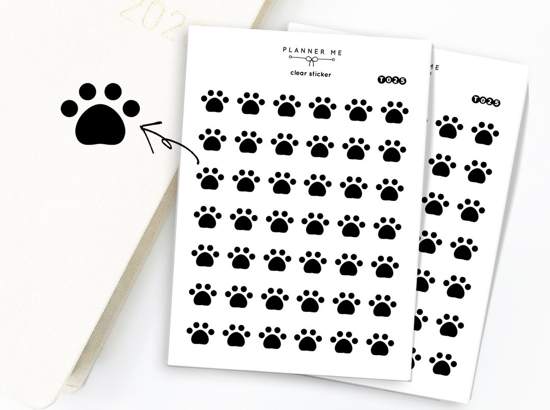 PAW Clear Stickers Paw Print Stickers Pet Stickers - Etsy