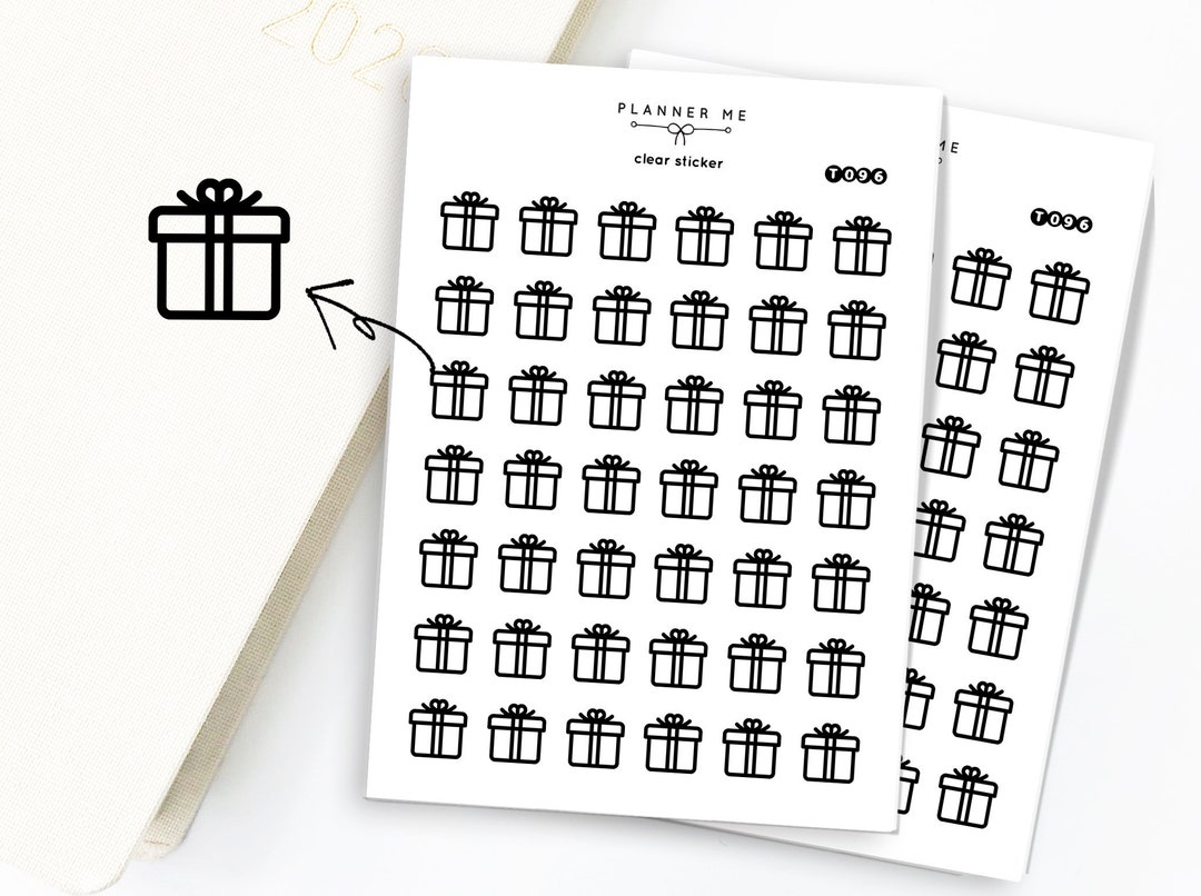 GIFT BOX Clear Stickers Gift Box Stickers Birthday Stickers Bullet ...