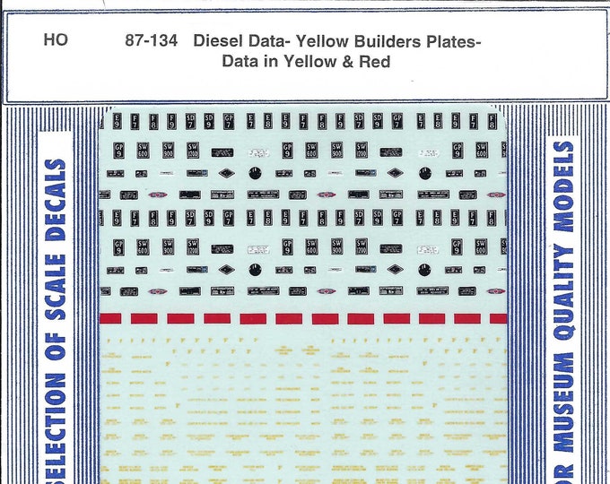 Microscale 87-134 HO Scale Diesel Data Placards and Builder's Plates in ...