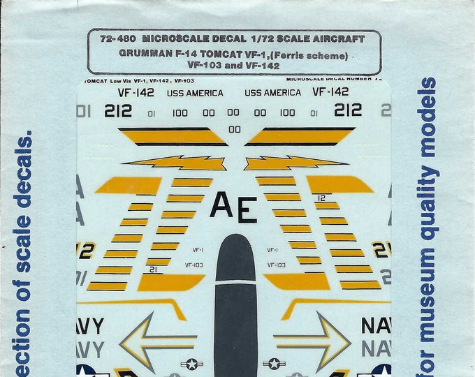 Microscale 72-480 1/72 Scale Grumman F-14 Tomcat Model Airplane Decals ...