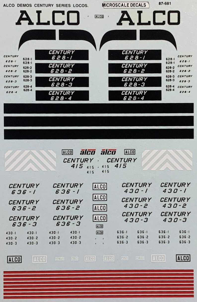 Microscale 60-681 N Scale ALCO Demonstrator Century Series Locomotives Model Train Decals - Etsy