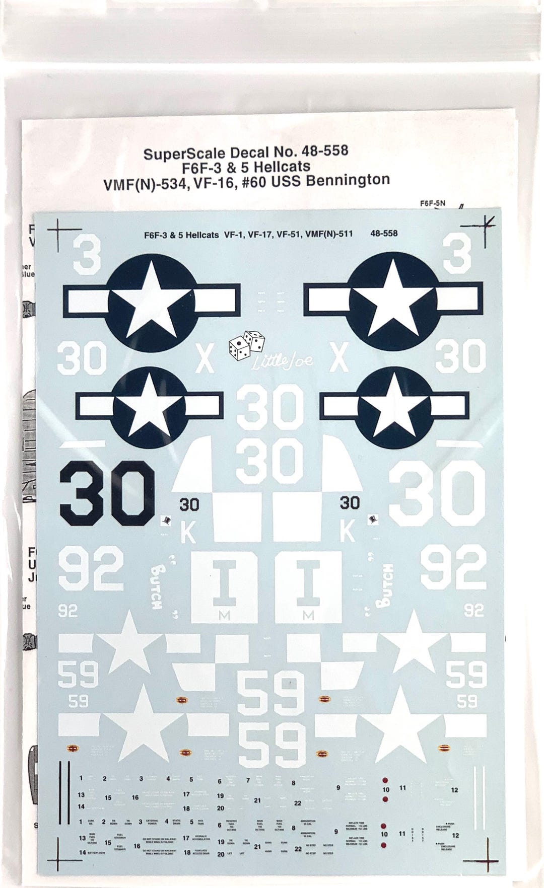 Superscale 48-558 1/48 Scale Grumman F6F-3 & 5 Hellcat Model Airplane ...