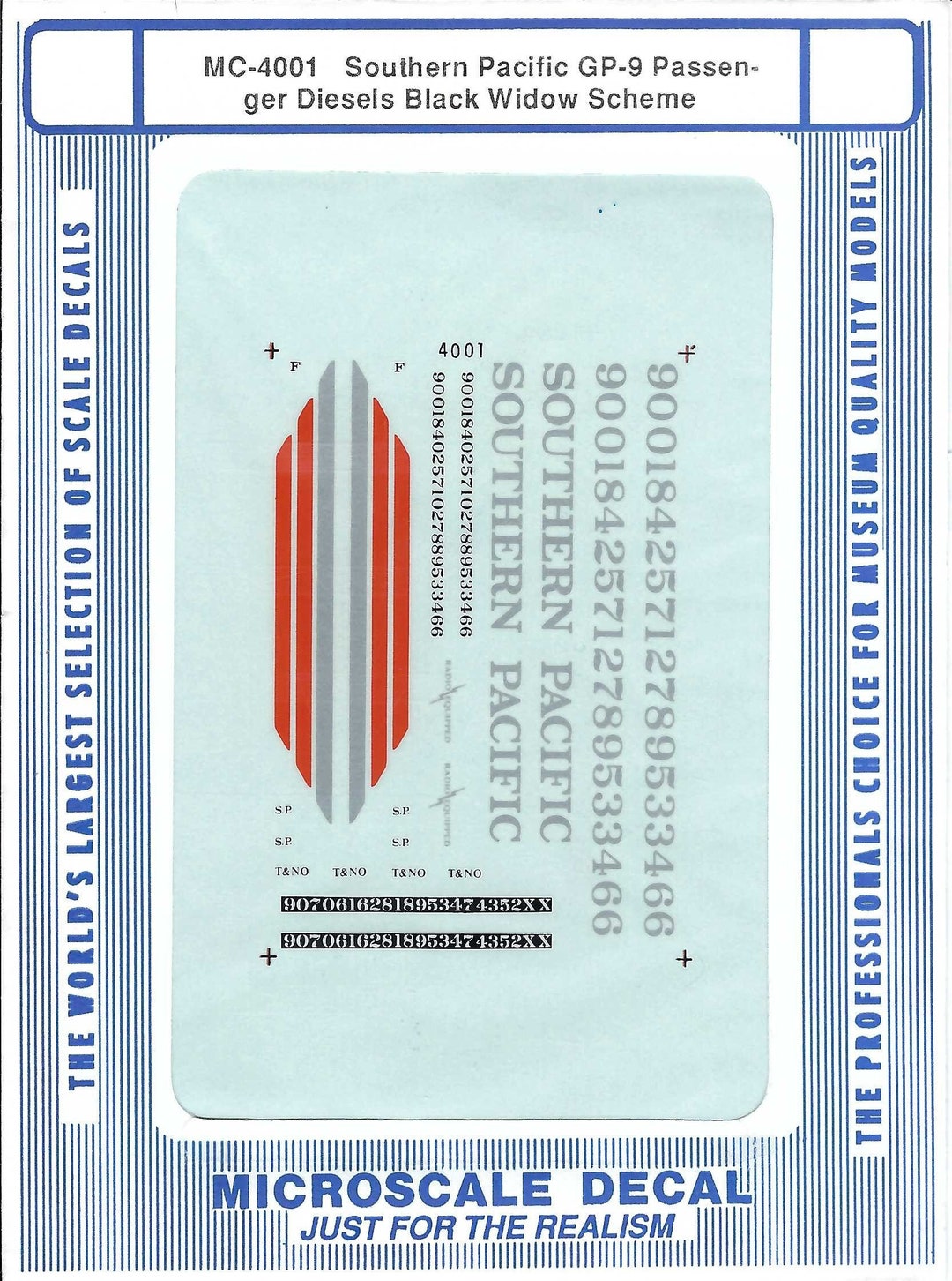 Microscale MC-4001 HO Scale Southern Pacific Black Widow Diesels Model Train Decals - Etsy